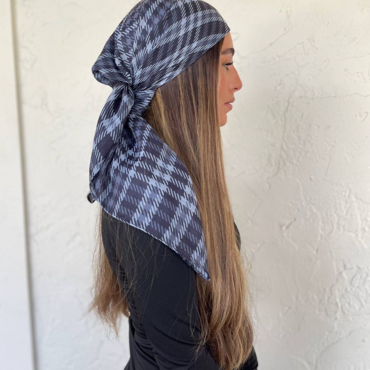 The Scarf Bar Slate Houndstooth Headscarf – From Head To Hose